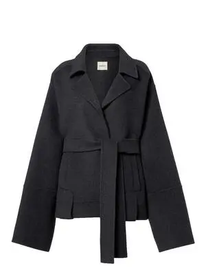 Khaite Alder Belted Wool Jacket - Grey