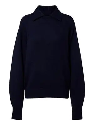 Khaite Jackson Wool And Cashmere Polo Sweater - Blue
