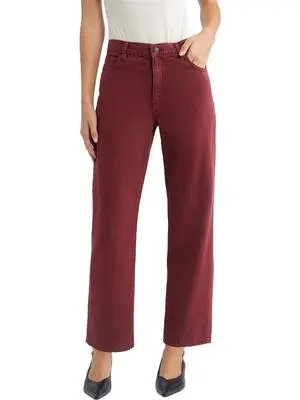 FRAME Off Duty Hang Ankle Straight Leg Jeans - Garnet