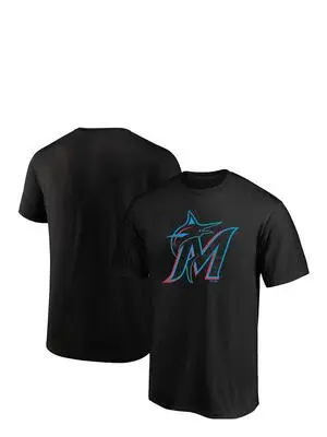 Profile Miami Marlins Big & Tall Distressed Logo T-shirt - Black