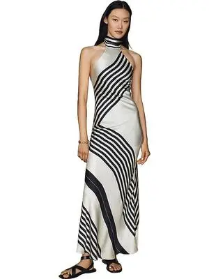 DELFI COLLECTIVE Halter Maxi Dress - Striped