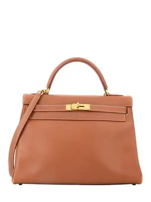 Hermès Kelly Handbag Brown Courchevel With Gold Hardware 32 Gold