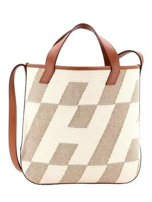 Hermès Cabas H En Biais Tote Canvas With Leather 27 Gold