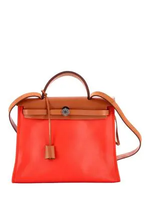 Hermès Herbag Zip Berline Vache Canvas And Leather 31 Red