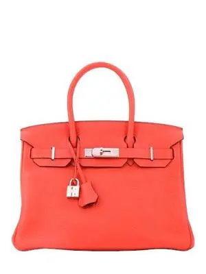 Hermès Birkin Handbag Orange Togo With Palladium Hardware 30 Red
