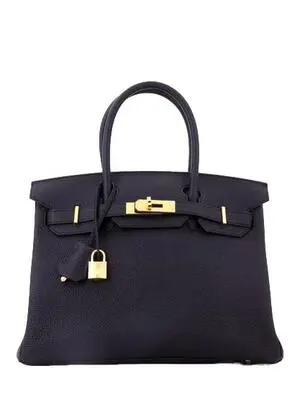 HERMÈS Birkin Handbag Black Togo With Gold Hardware 30
