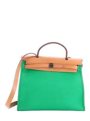 Hermès Herbag Zip Leather And Toile 31 Green