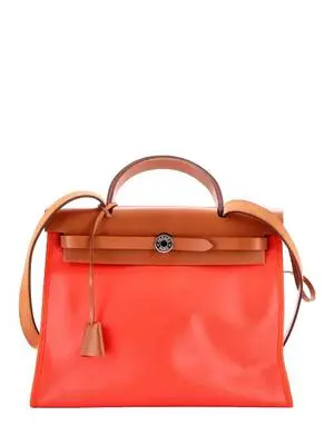 Hermès Herbag Zip Berline Vache Canvas And Leather 31 Orange