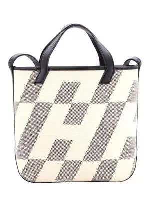 Hermès Cabas H En Biais Tote Canvas With Leather 27 Black