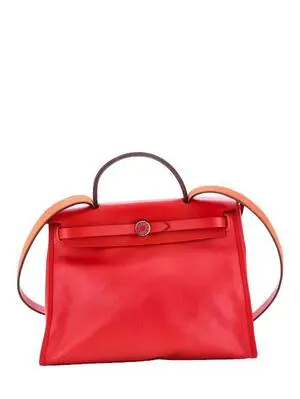 Hermès Herbag Zip Berline Vache Canvas And Leather 31 Red