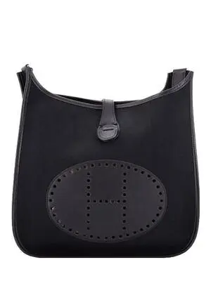 Hermès Evelyne Bag Gen I Toile And Leather Gm - Black