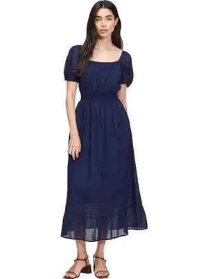 FINERY LONDON Mandy Cotton Voile Midi Dress - Navy