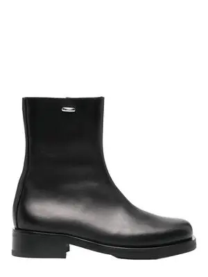 Our Legacy Leather Round Toe Boots - Black