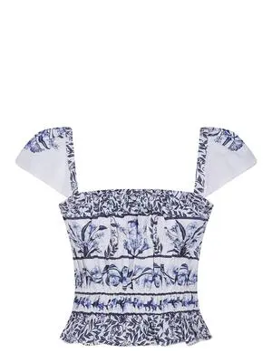 FARM RIO Farm Rio Floral Print Gathered Shirt
