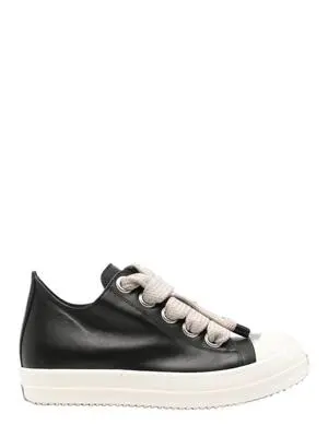 Rick Owens Jumbolace" Leather Low Top Sneakers - Black