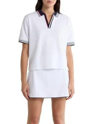 G/fore Circle G Johnny Collar Cotton Blend Terry Polo - Snow