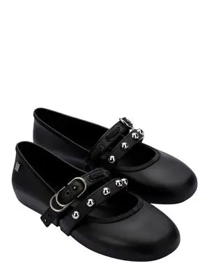 Melissa Stud Mary Jane Ballet Flats - Black