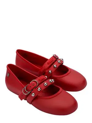 Melissa Stud Mary Jane Ballet Flats - Red