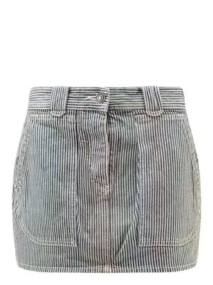 MARANT ETOILE Striped Denim Mini Skirt - Blue