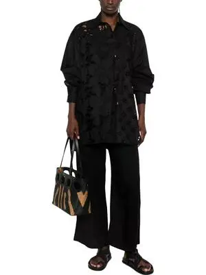 Ermanno Scervino Broderie Anglaise Floral Appliqué Shirt - Black