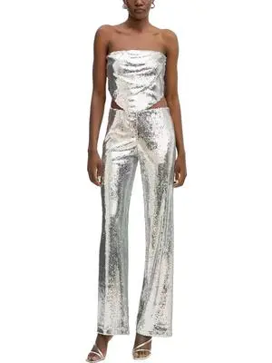 HAVEONE Sequin-embellished Bandeau Top - Silver