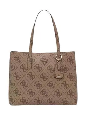 Guess Meridian Monogram Tote Bag - Brown