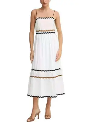 FRACOMINA Ric-rac Trim Lace-up Midi Dress - White