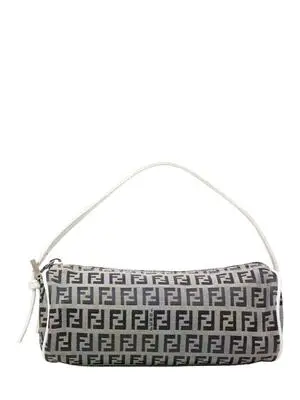 Fendi Zucchino Canvas Barrel Pochette Handbag - Grey