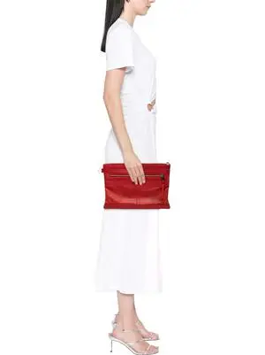 Balenciaga Lambskin Leather Motocross Classic Clip M Clutch Bag - Red