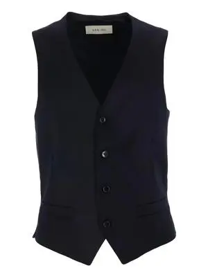 L.B.M. 1911 V-neck Button-up Gilet - Blue