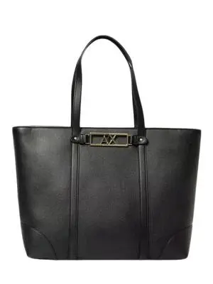 Emporio Armani Logo Plaque Tote Bag - Black