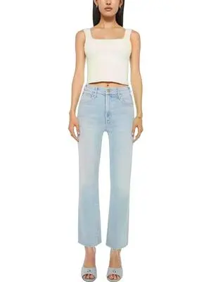 MOTHER The Hustler Ankle Fray Bootcut Jeans - Blue