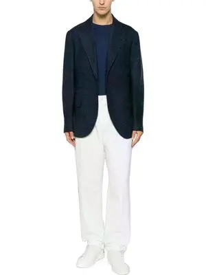 Brunello Cucinelli Check-pattern Single-breasted Blazer - Blue