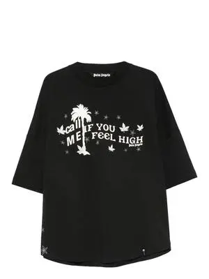 Palm Angels Graphic-print Drop-shoulder T-shirt - Black