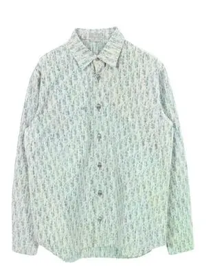 Dior 2010s Oblique Pattern Denim Shirt - Blue