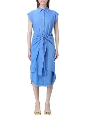 TELA Midi Shirt Dress With Tie Waist - Blue