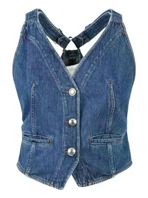 Sportmax Buckle-strap Denim Waistcoat - Blue