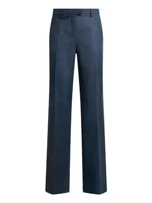 Etro Wool Jacquard Paisley Trousers - Blue