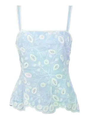 Simkhai Mckenna Embroidered Tank Top - Blue