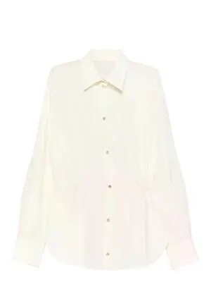 Moncler Long-sleeve Zip-up Shirt With Logo Patch - Neutrals