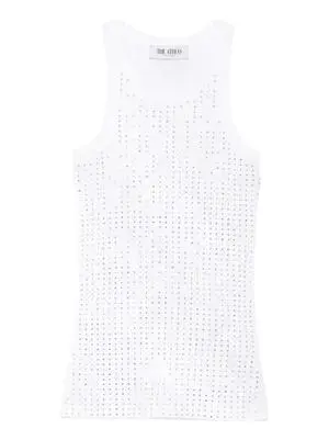 Attico Rhinestone Embellished Racerback Tank Top - White