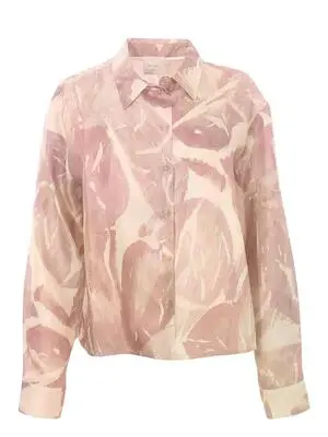 ALYSI Brushed Abstract Print Shirt - Neutrals