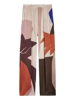 Victoria Beckham Cecilia Abstract-print Tailored Trousers - Neutrals