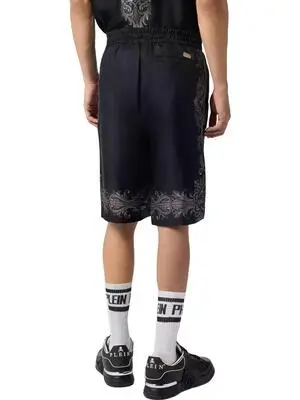 Philipp Plein Baroque Print Drawstring Shorts - Black
