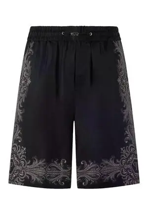 Philipp Plein Baroque Print Drawstring Shorts - Black