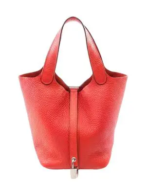 Hermès 2017 Pm Picotin Lock Leather Tote Bag - Red