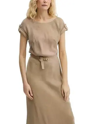 Guess Belted Button-detail Midi Dress - Neutrals