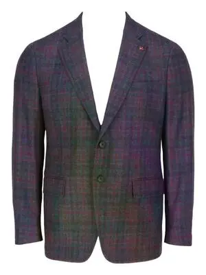 Isaia Check-pattern Notched-lapel Blazer - Red