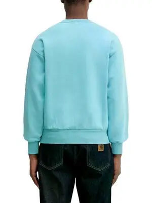 NO PROBLEMO Logo Print Long Sleeve Sweater - Blue