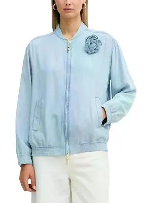 BLUGIRL Floral Appliqué Denim Jacket - Blue